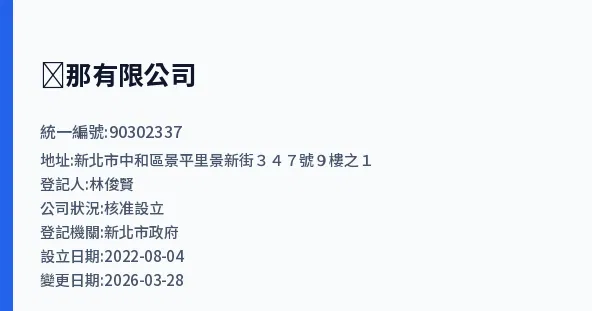 絵那有限公司的照片-統編 90302337(新北市) 公司登記資料與營業項目詳細圖表