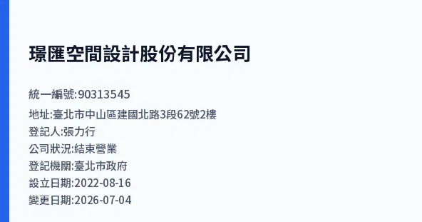 璟匯空間設計股份有限公司的照片-統編 90313545(臺北市) 公司登記資料與營業項目詳細圖表