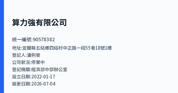 算力強有限公司的照片-統編 90578382(宜蘭縣) 公司登記資料與營業項目詳細圖表