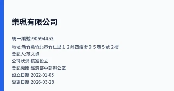 樂珮有限公司的照片-統編 90594453(新竹縣) 公司登記資料與營業項目詳細圖表