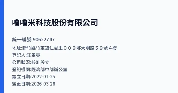 嚕嚕米科技股份有限公司的照片-統編 90622747(新竹縣) 公司登記資料與營業項目詳細圖表