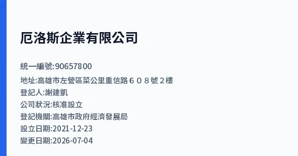 厄洛斯企業有限公司的照片-統編 90657800(高雄市) 公司登記資料與營業項目詳細圖表