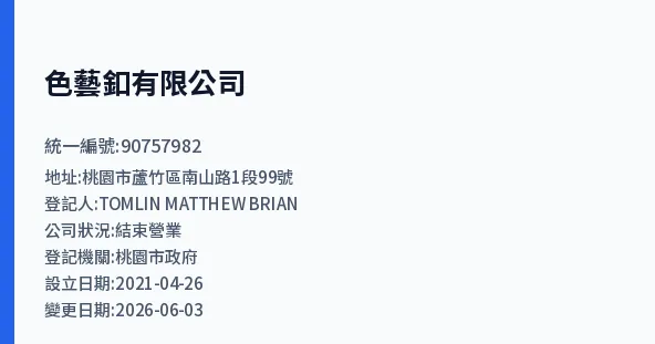 色藝釦有限公司的照片-統編 90757982(桃園市) 公司登記資料與營業項目詳細圖表