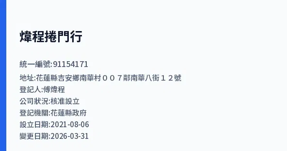 煒程捲門行的照片-統編 91154171(花蓮縣) 公司登記資料與營業項目詳細圖表