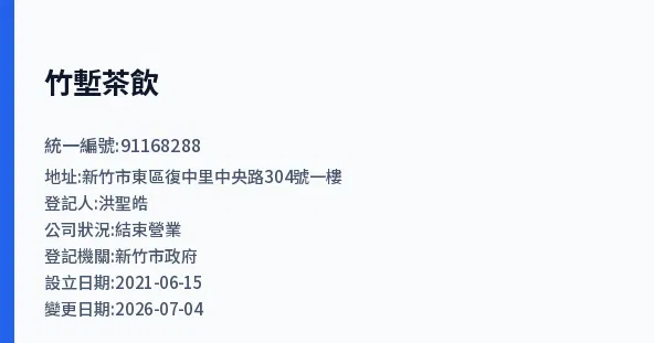 竹塹茶飲的照片-統編 91168288(新竹市) 公司登記資料與營業項目詳細圖表