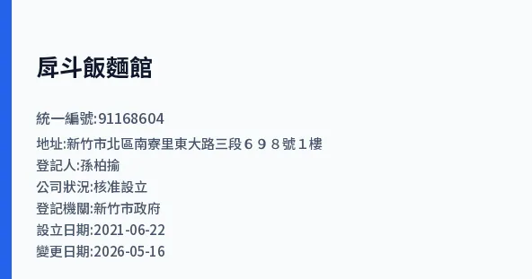 戽斗飯麵館的照片-統編 91168604(新竹市) 公司登記資料與營業項目詳細圖表