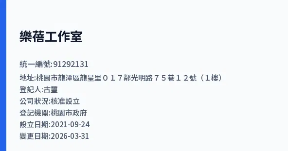 樂蓓工作室的照片-統編 91292131(桃園市) 公司登記資料與營業項目詳細圖表