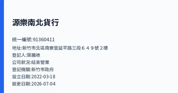 源樂南北貨行的照片-統編 91360411(新竹市) 公司登記資料與營業項目詳細圖表