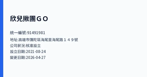 欣兒揪團GO的照片-統編 91491981(高雄市) 公司登記資料與營業項目詳細圖表