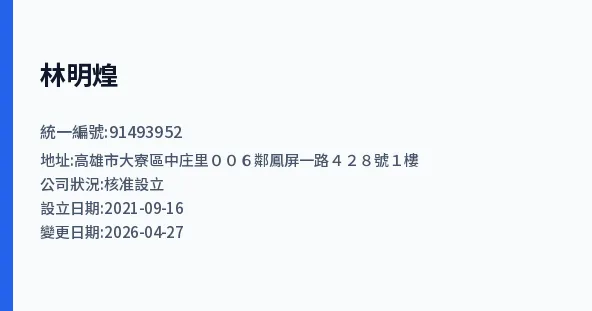 林明煌的照片-統編 91493952(高雄市) 公司登記資料與營業項目詳細圖表