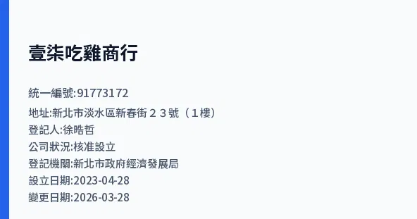 壹柒吃雞商行的照片-統編 91773172(新北市) 公司登記資料與營業項目詳細圖表