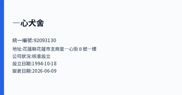 ―心犬舍的照片-統編 92093130(花蓮縣) 公司登記資料與營業項目詳細圖表