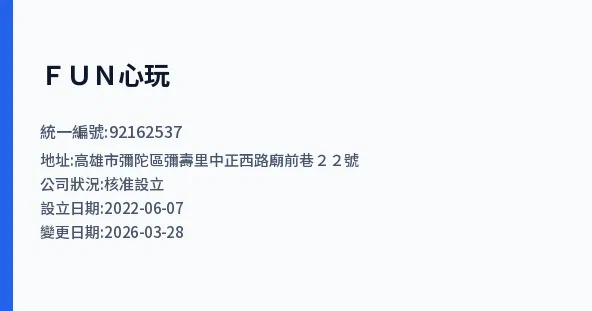 FUN心玩的照片-統編 92162537(高雄市) 公司登記資料與營業項目詳細圖表