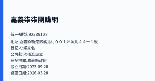 嘉義柒柒團購網的照片-統編 92389128(嘉義縣) 公司登記資料與營業項目詳細圖表