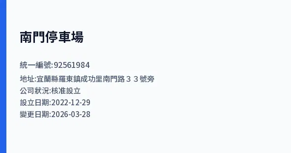 南門停車場的照片-統編 92561984(宜蘭縣) 公司登記資料與營業項目詳細圖表