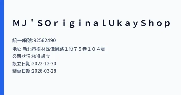 MJ'S Original Ukay Shop的照片-統編 92562490(新北市) 公司登記資料與營業項目詳細圖表
