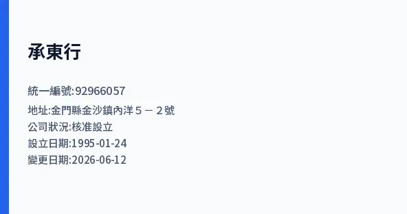 承東行的照片-統編 92966057(金門縣) 公司登記資料與營業項目詳細圖表