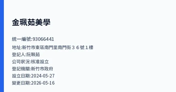 金珮茹美學的照片-統編 93066441(新竹市) 公司登記資料與營業項目詳細圖表
