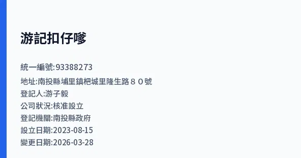 游記扣仔嗲的照片-統編 93388273(南投縣) 公司登記資料與營業項目詳細圖表