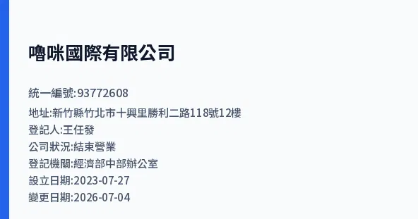 嚕咪國際有限公司的照片-統編 93772608(新竹縣) 公司登記資料與營業項目詳細圖表
