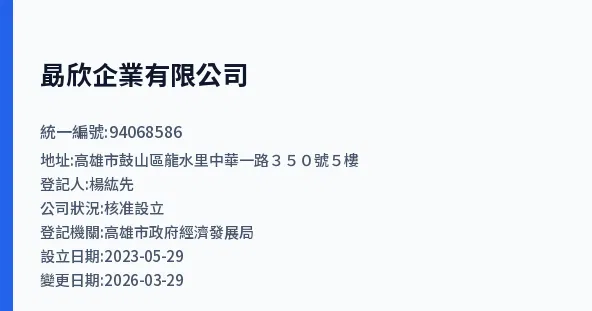 勗欣企業有限公司的照片-統編 94068586(高雄市) 公司登記資料與營業項目詳細圖表