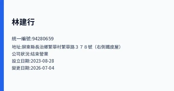 林建行的照片-統編 94280659(屏東縣) 公司登記資料與營業項目詳細圖表