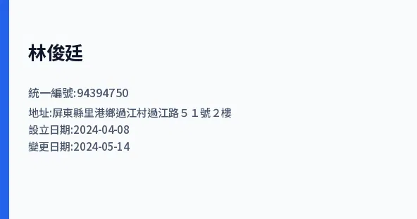 林俊廷的照片-統編 94394750(屏東縣) 公司登記資料與營業項目詳細圖表