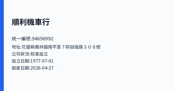 順利機車行的照片-統編 94656992(花蓮縣) 公司登記資料與營業項目詳細圖表