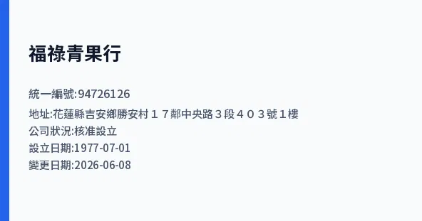 福祿青果行的照片-統編 94726126(花蓮縣) 公司登記資料與營業項目詳細圖表