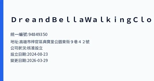 DreandBella Walking Closet的照片-統編 94849350(高雄市) 公司登記資料與營業項目詳細圖表
