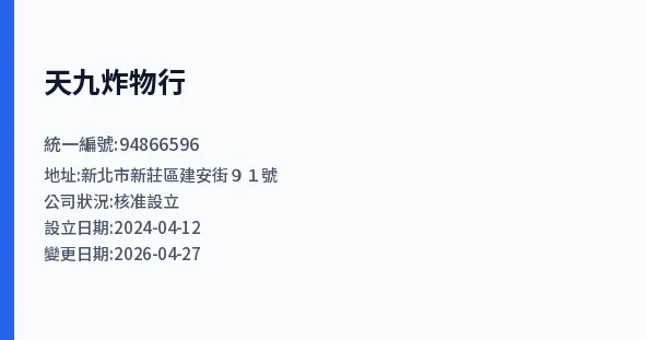 天九炸物行的照片-統編 94866596(新北市) 公司登記資料與營業項目詳細圖表
