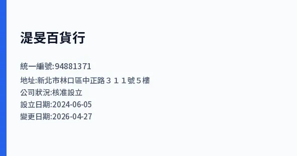 湜旻百貨行的照片-統編 94881371(新北市) 公司登記資料與營業項目詳細圖表