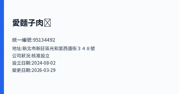 愛麵子肉焿的照片-統編 95134492(新北市) 公司登記資料與營業項目詳細圖表