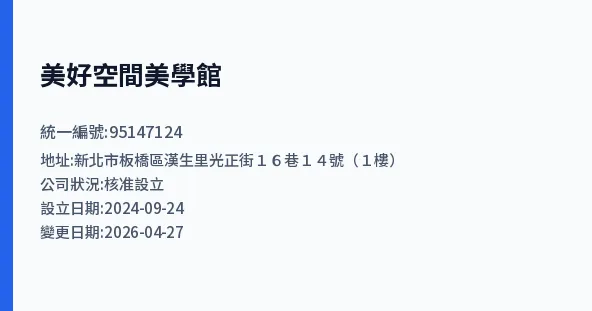 美好空間美學館的照片-統編 95147124(新北市) 公司登記資料與營業項目詳細圖表