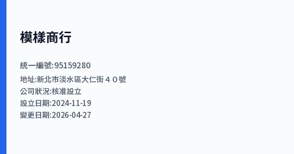 模樣商行的照片-統編 95159280(新北市) 公司登記資料與營業項目詳細圖表