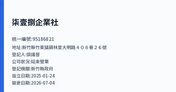 柒壹捌企業社的照片-統編 95186821(新竹縣) 公司登記資料與營業項目詳細圖表