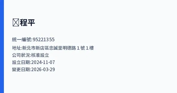 顔程平的照片-統編 95221355(新北市) 公司登記資料與營業項目詳細圖表