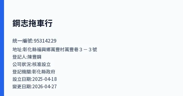 鋼志拖車行的照片-統編 95314229(彰化縣) 公司登記資料與營業項目詳細圖表
