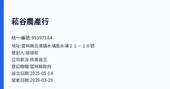 菘谷農產行的照片-統編 95397184(雲林縣) 公司登記資料與營業項目詳細圖表