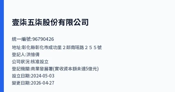 壹柒五柒股份有限公司的照片-統編 96790426(彰化縣) 公司登記資料與營業項目詳細圖表