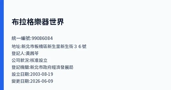 布拉格樂器世界的照片-統編 99086084(新北市) 公司登記資料與營業項目詳細圖表
