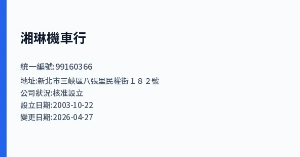 湘琳機車行的照片-統編 99160366(新北市) 公司登記資料與營業項目詳細圖表