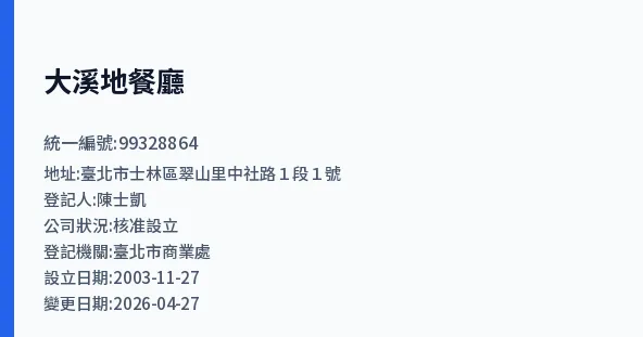 大溪地餐廳的照片-統編 99328864(臺北市) 公司登記資料與營業項目詳細圖表